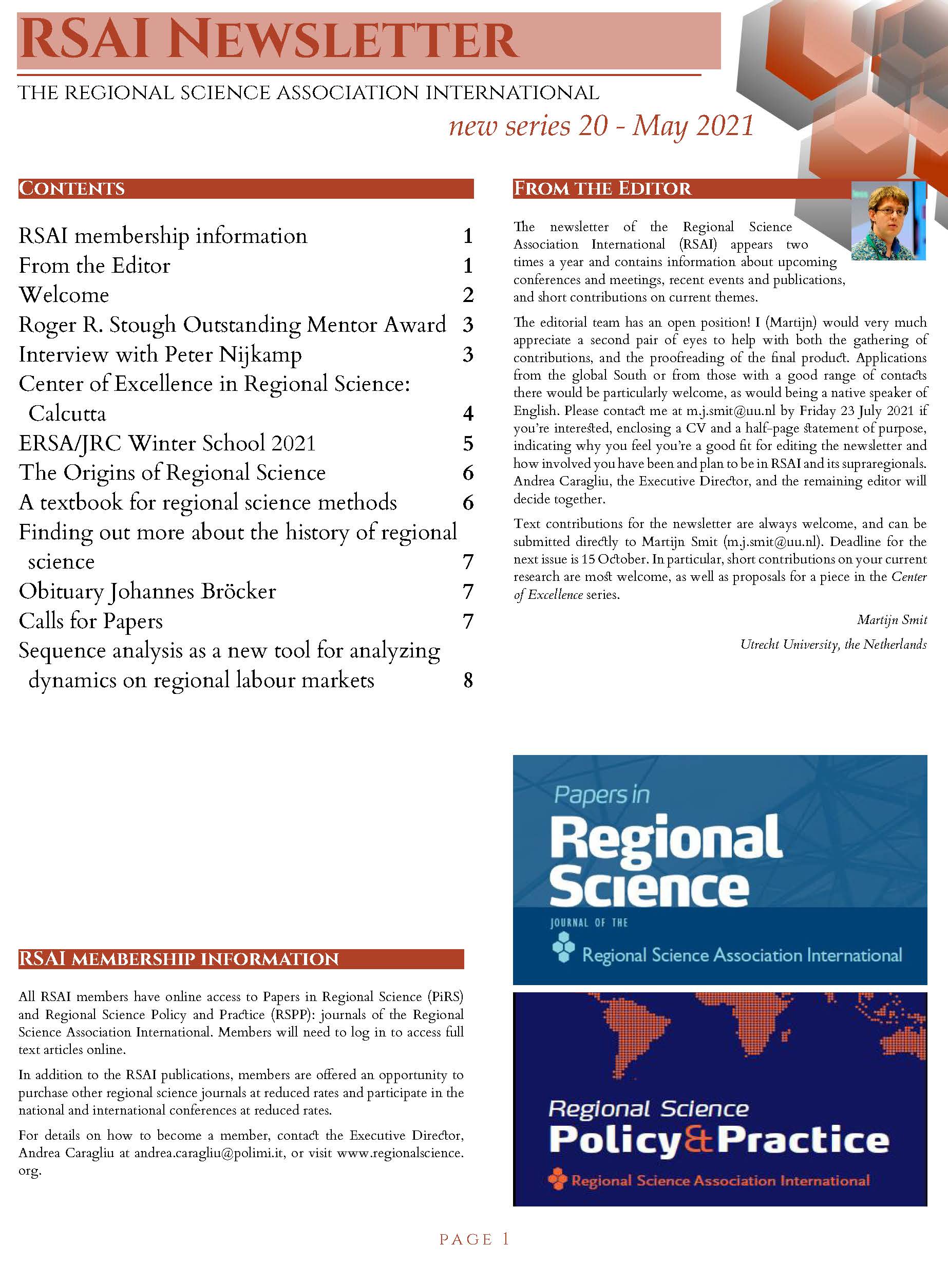 Regional Science - RSAI Newsletter